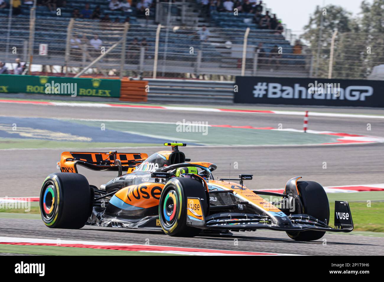 Lando Norris (GBR) McLaren MCL60 durinFORMULA 1 GULF AIR BAHRAIN GRAND ...