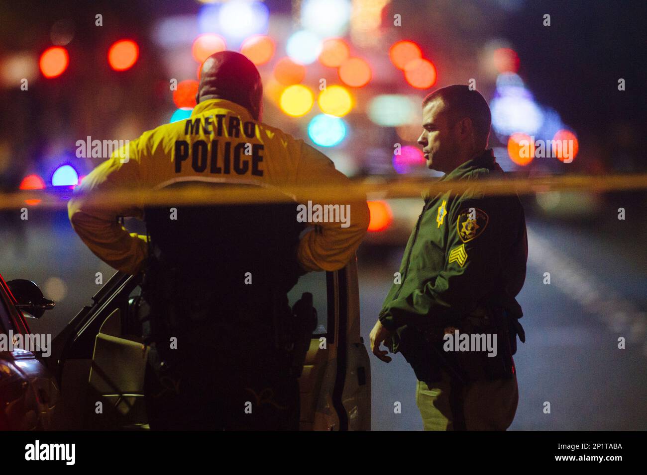 Metro Police officers block Las Vegas Boulevard South at the scene of ...