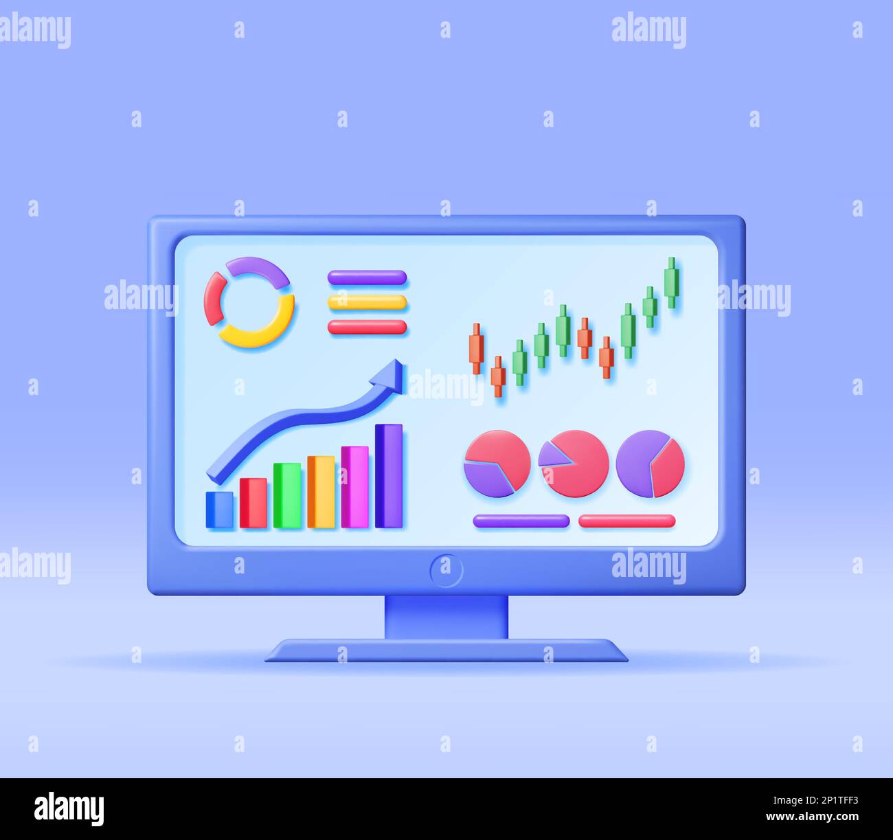 3D Growth Stock Chart and Arrow in Computer Stock Vector Image & Art ...