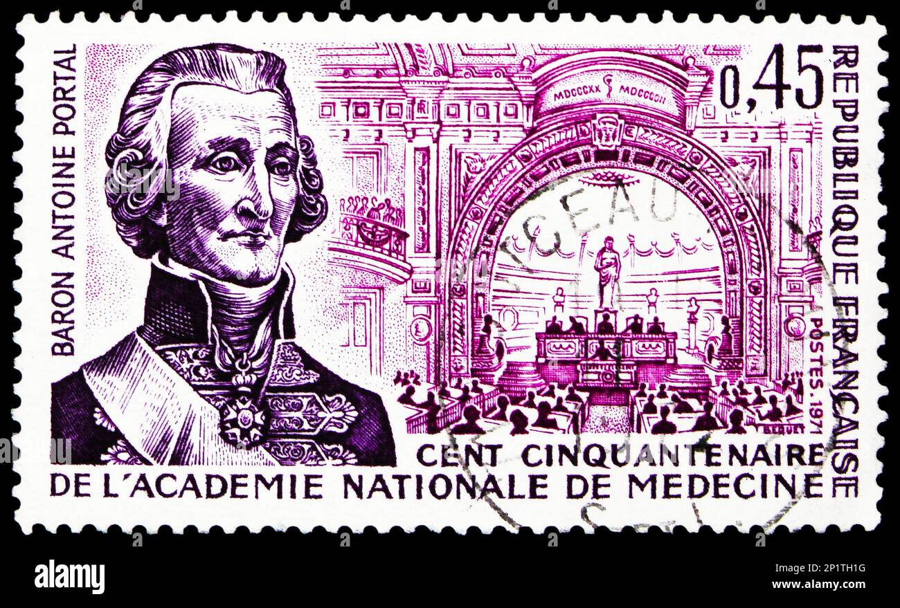 MOSCOW, RUSSIA - FEBRUARY 15, 2023: Postage stamp printed in France ...