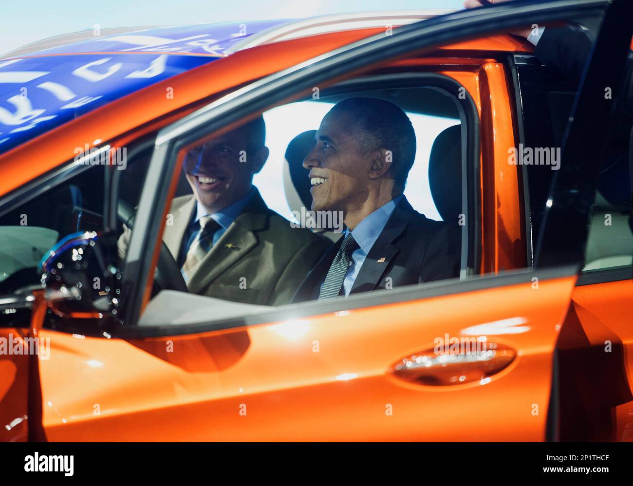 President Obama sits in the 2017 Chevrolet Bolt EV, an all-electric ...
