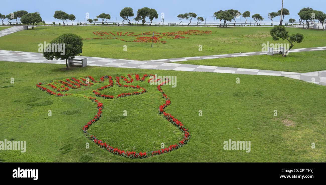 Maria Reiche park with reproduction in flowers of the Nazca Lines ...