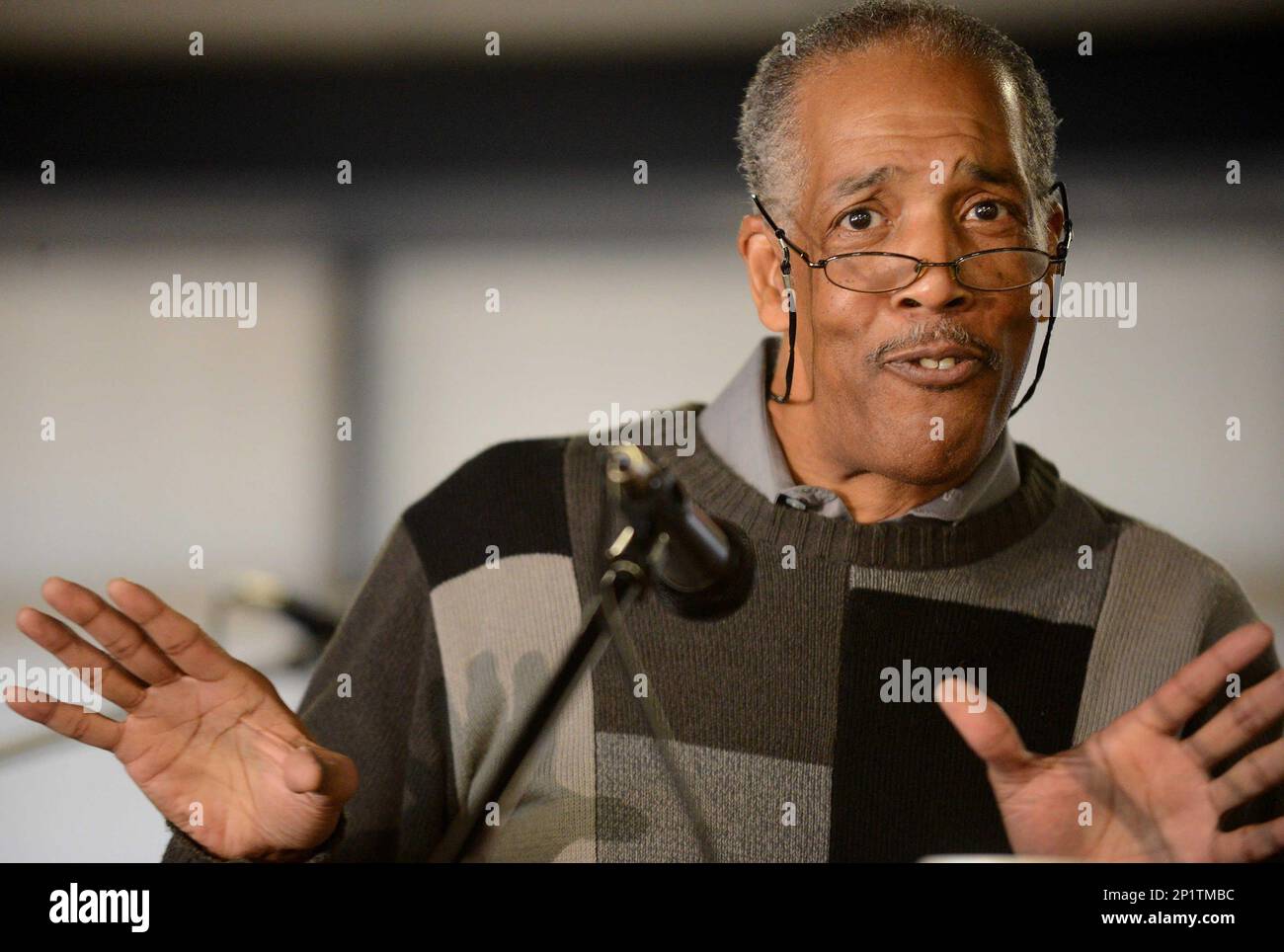 Guest speaker Philip Reed gestures during a breakfast honoring the Rev ...