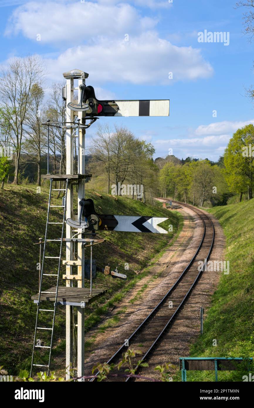 Signals on the Bluebell Line Stock Photo - Alamy
