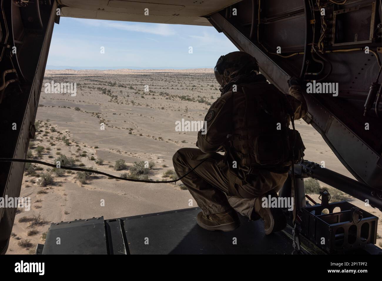 U.S. Marine Corps Sgt. Andre Doss, an MV-22B Osprey crew chief with ...