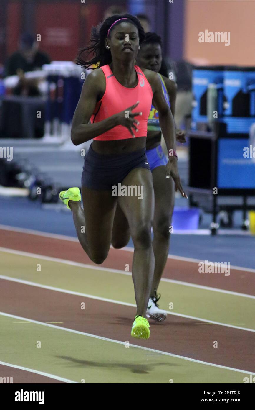 16 January 2016: Sixteen year old track phenom Candace Hill makes her ...