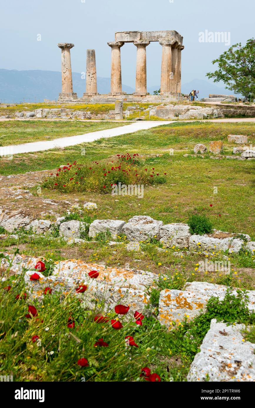 Temple of Apollo, Ancient Corinth, Corinthia, Peloponnese, Greece ...