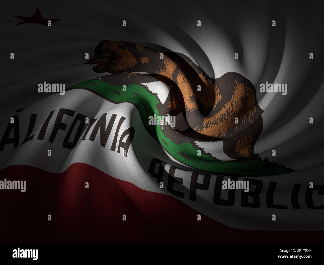Curved California flag background. 3d illustration Stock Photo - Alamy