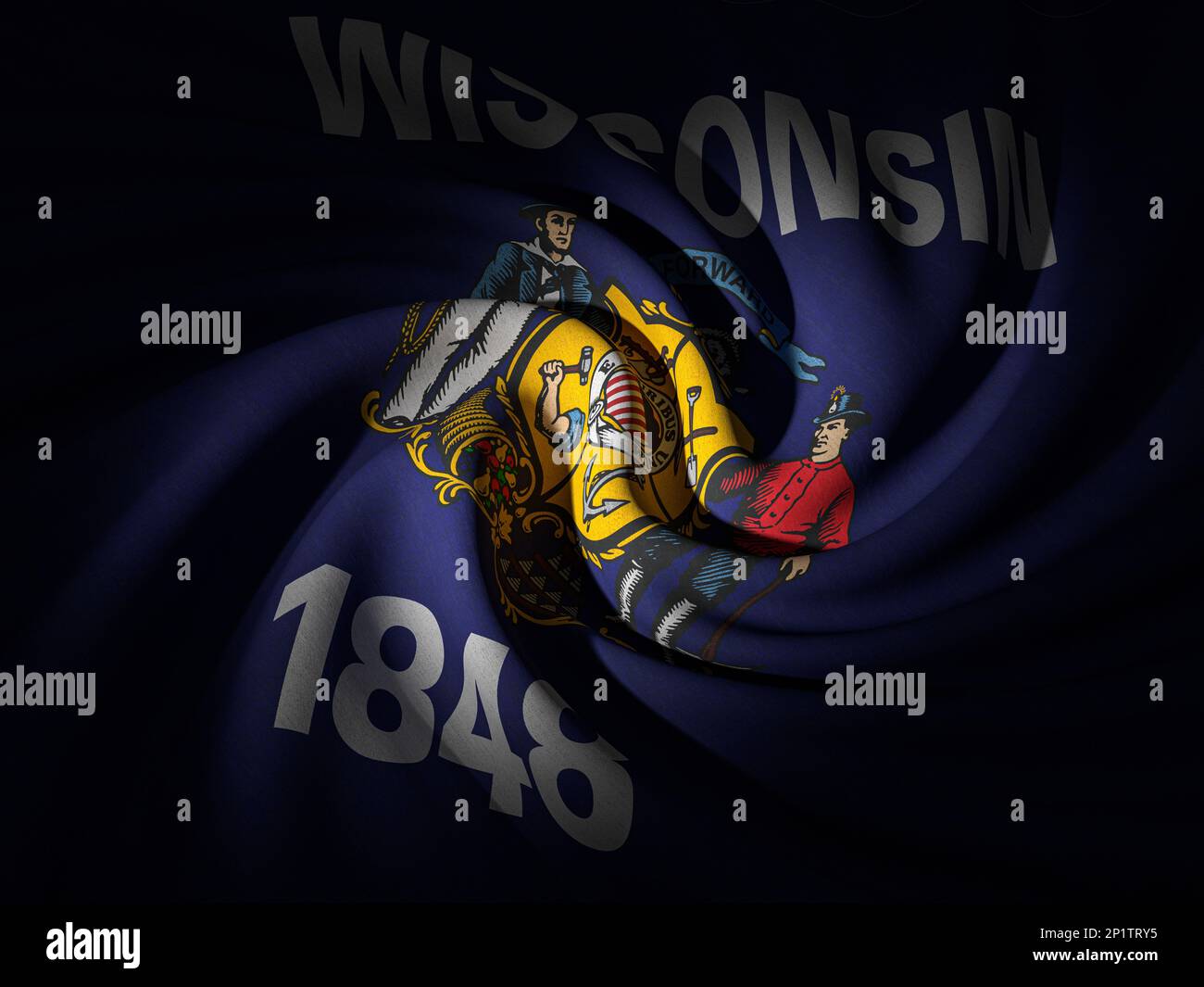 Curved Wisconsin flag background. 3d illustration Stock Photo - Alamy