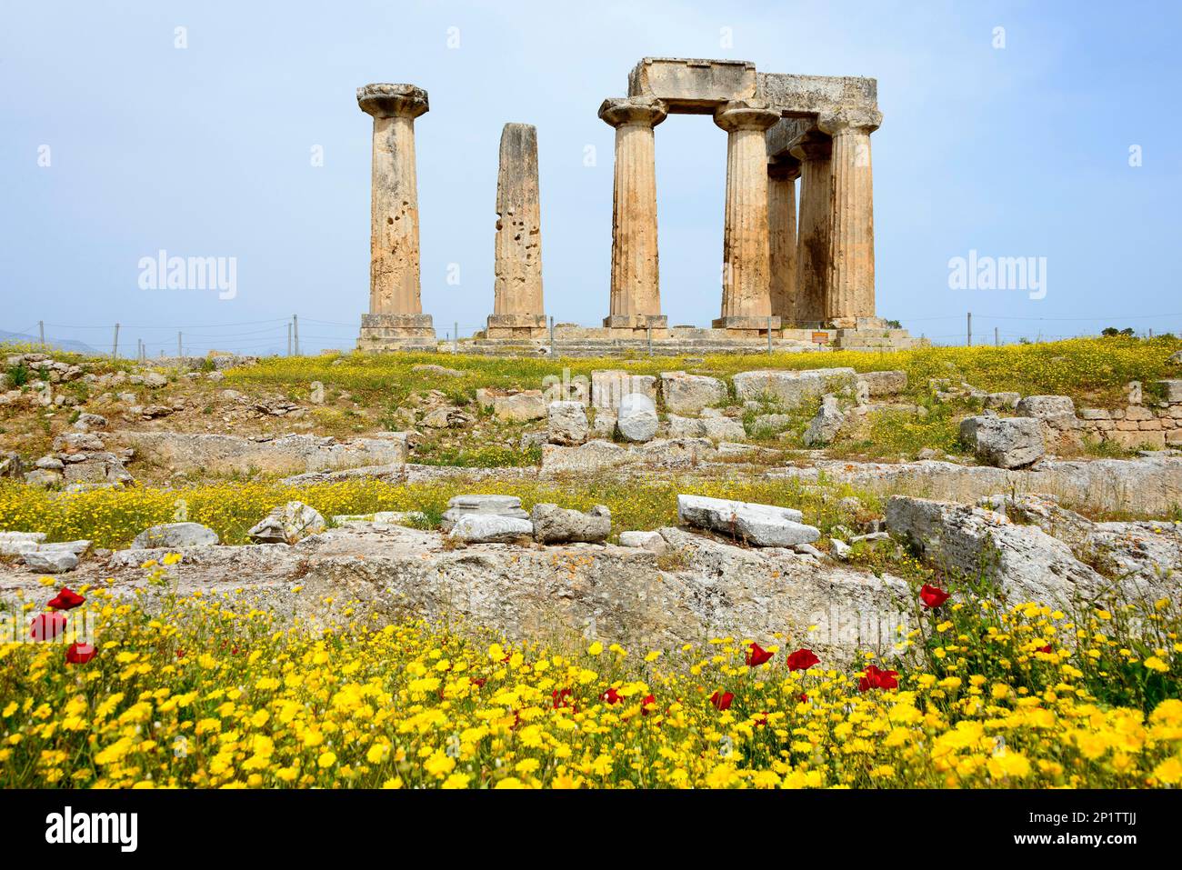 Temple of Apollo, Ancient Corinth, Corinthia, Peloponnese, Greece ...