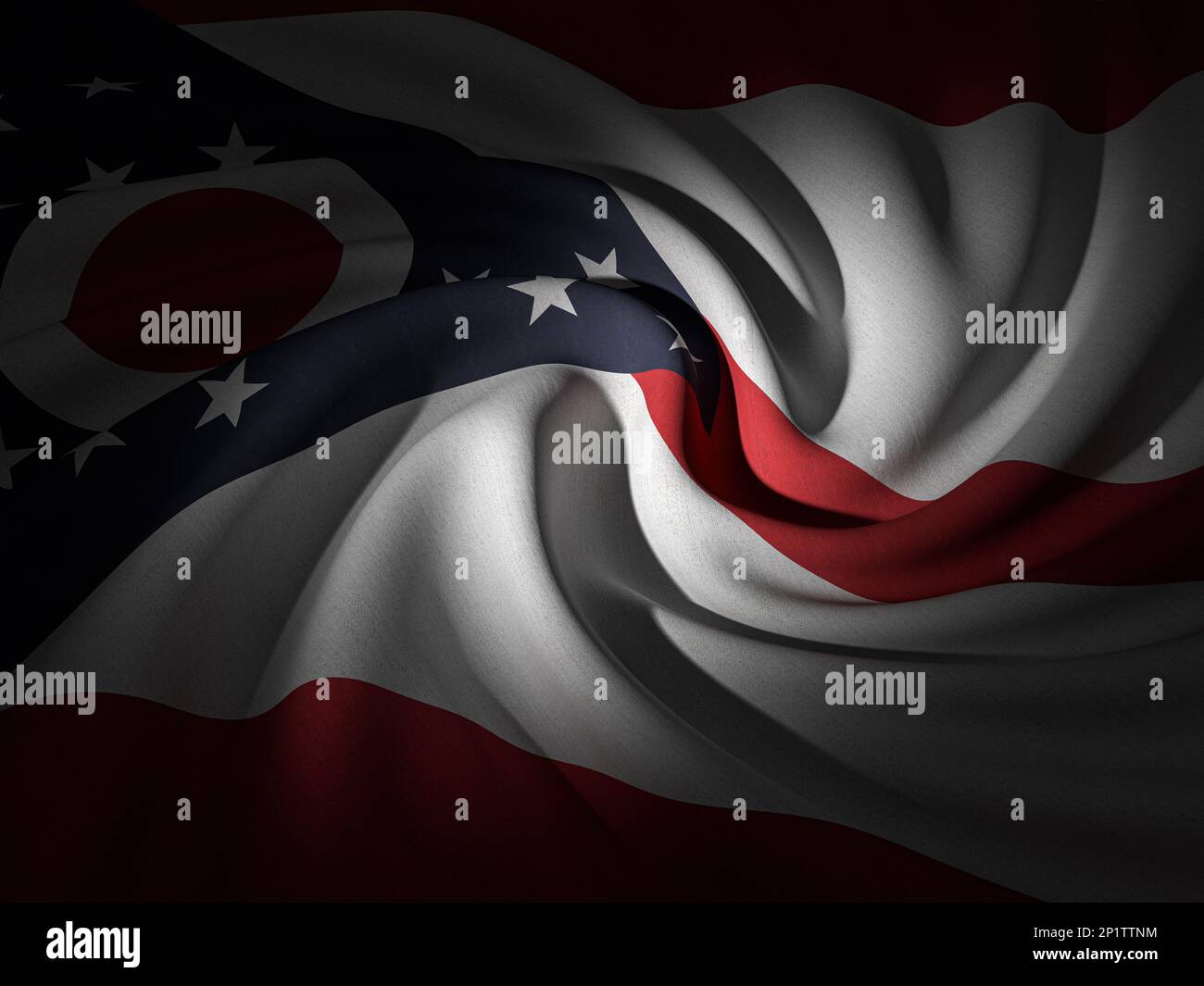 Curved Ohio flag background. 3d illustration Stock Photo - Alamy