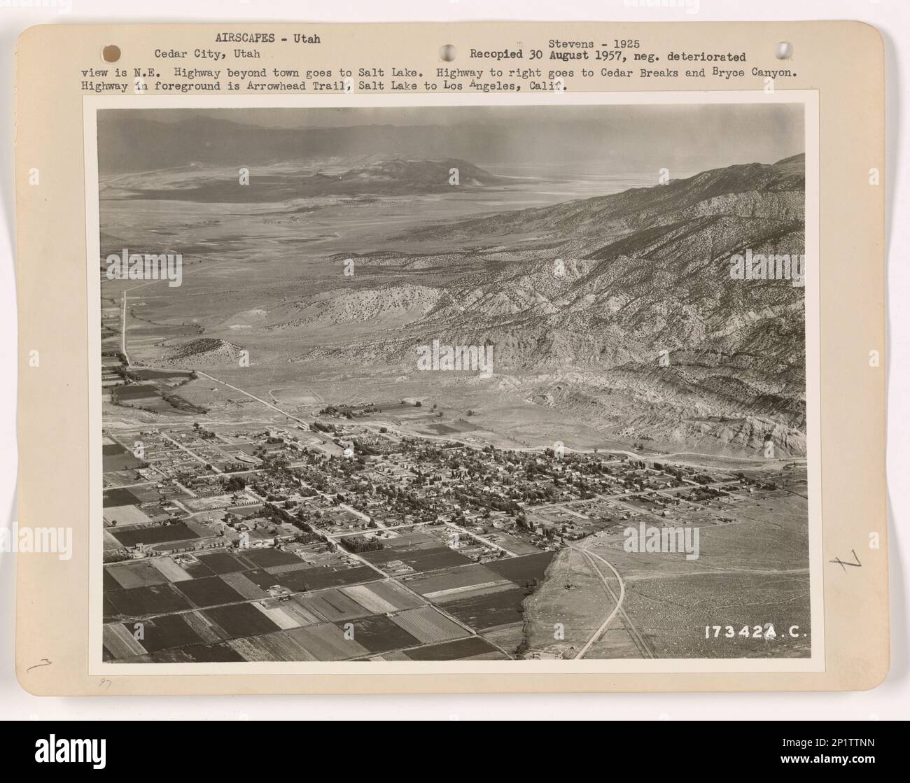 Utah - Cedar Canyon through Cedar City, Aerial Photograph Stock Photo ...