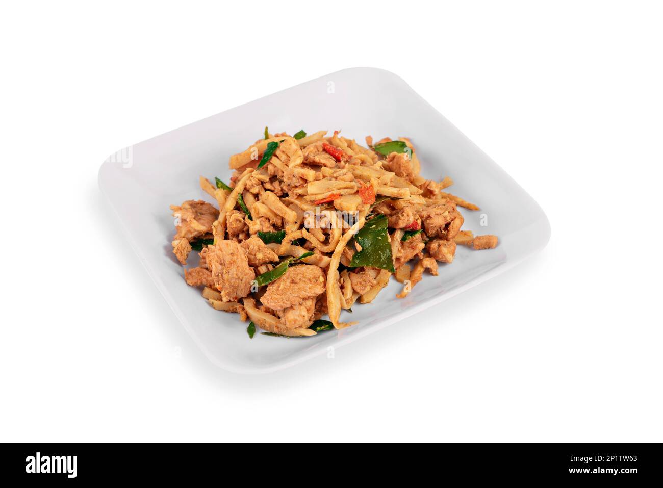 stir fried bamboo shoot with pork and spicy ingredient , asian style ...