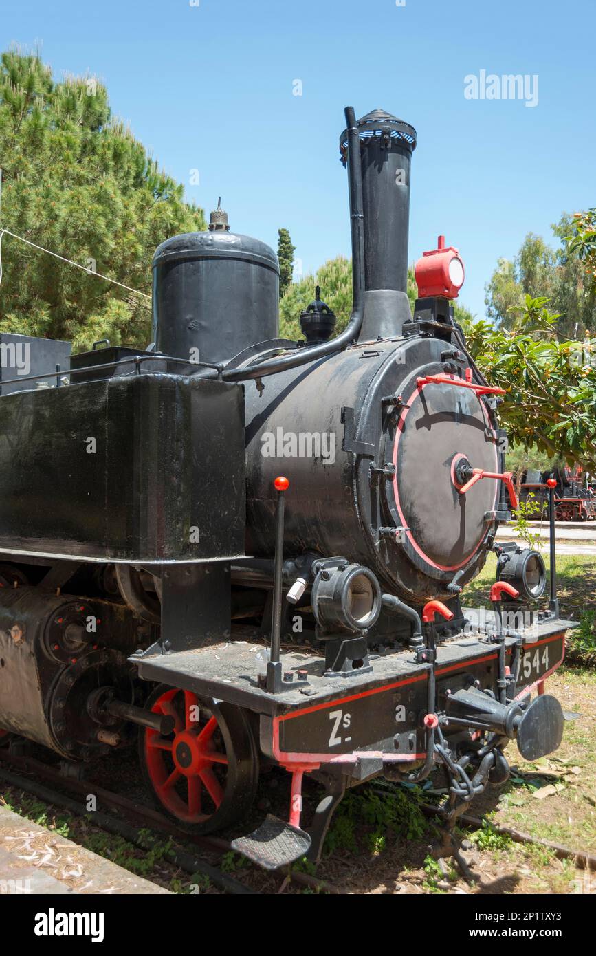 Steam locomotive, railway park, Kalamata, Messinia, Peloponnese, Greece ...