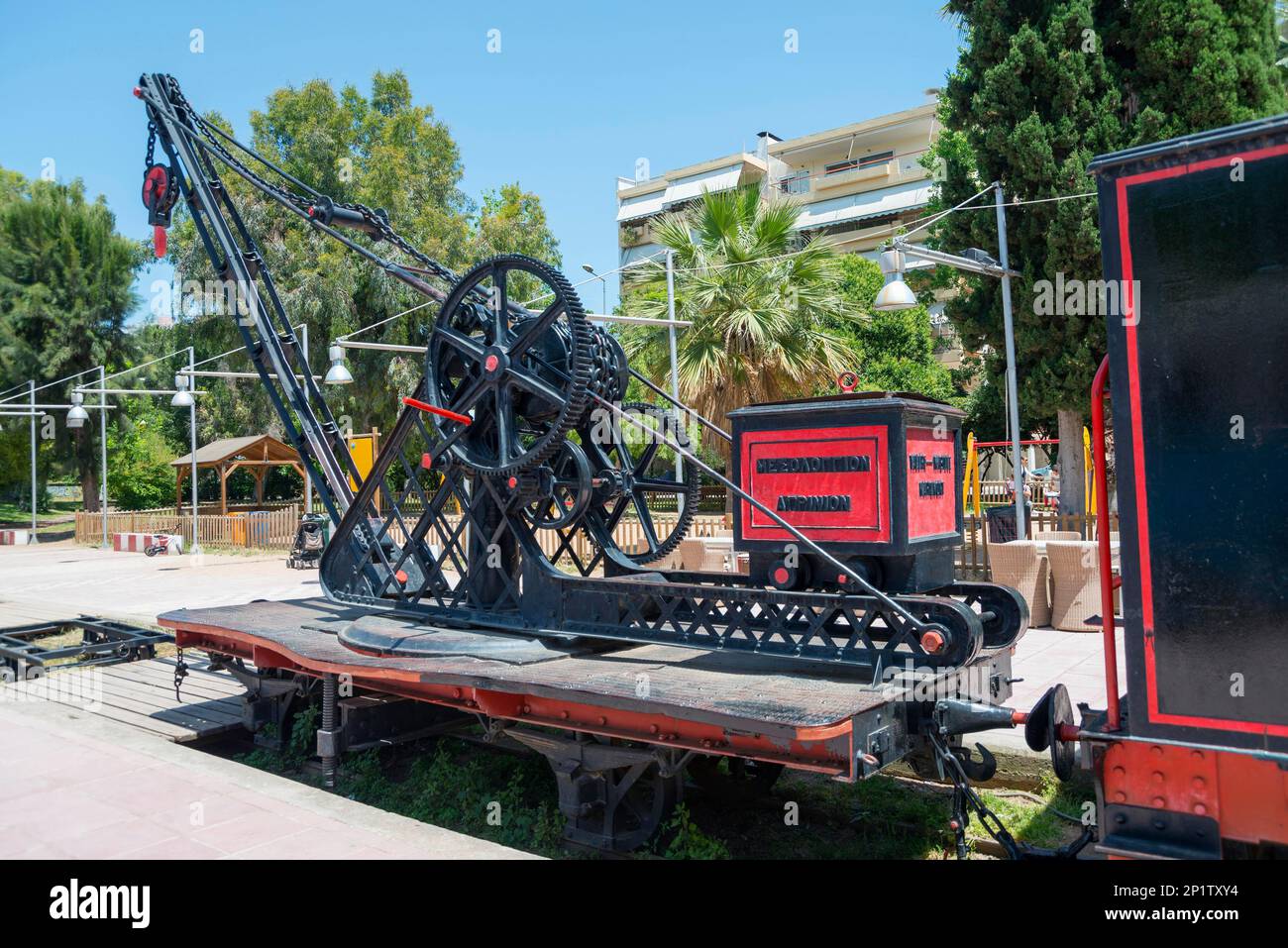 Crane from 1890, Railway Park, Kalamata, Messinia, Peloponnese, Greece ...