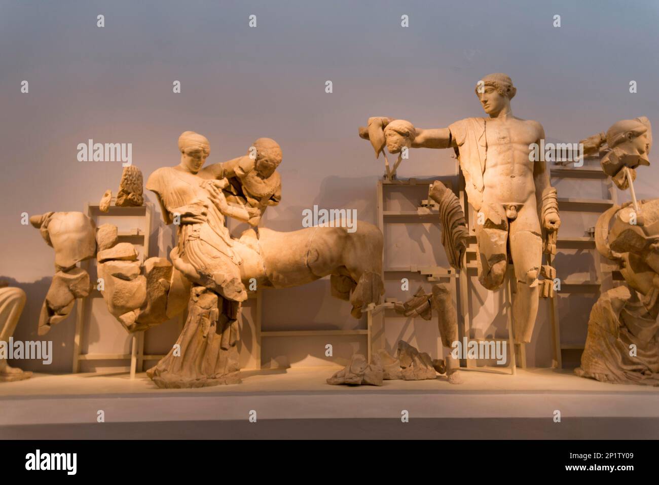 Apollo fighting with woman-stealing centaurs, Archaeological Museum ...