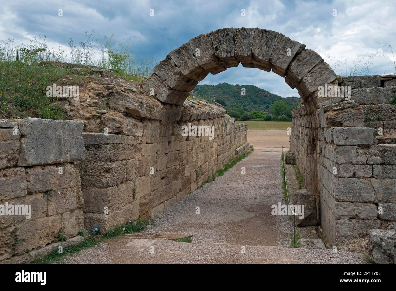 Gate to the Stadium, Olympia, Elis, Peloponnese, Greece Stock Photo - Alamy