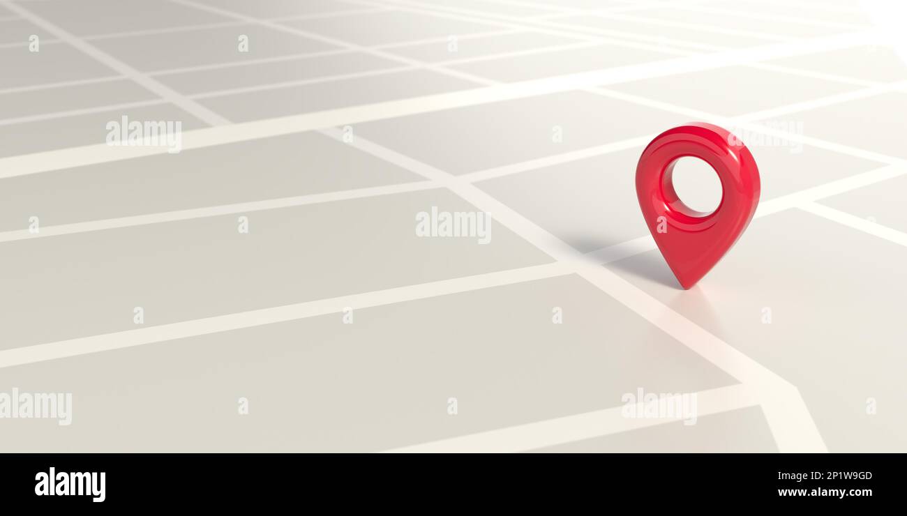Red Pin Pointer Icon On Map Background Copy Space Navigation Finder