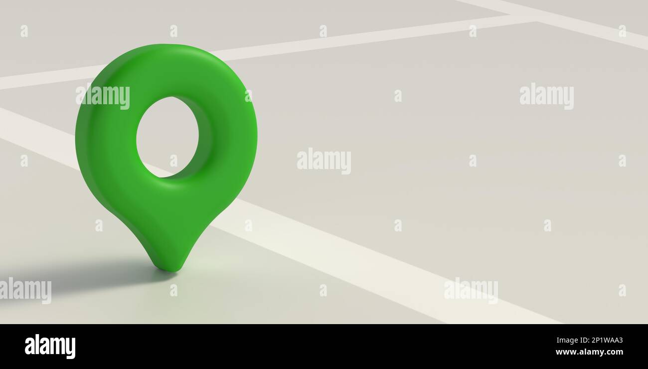 Green Pin Pointer icon on map background, copy space. Navigation finder ...