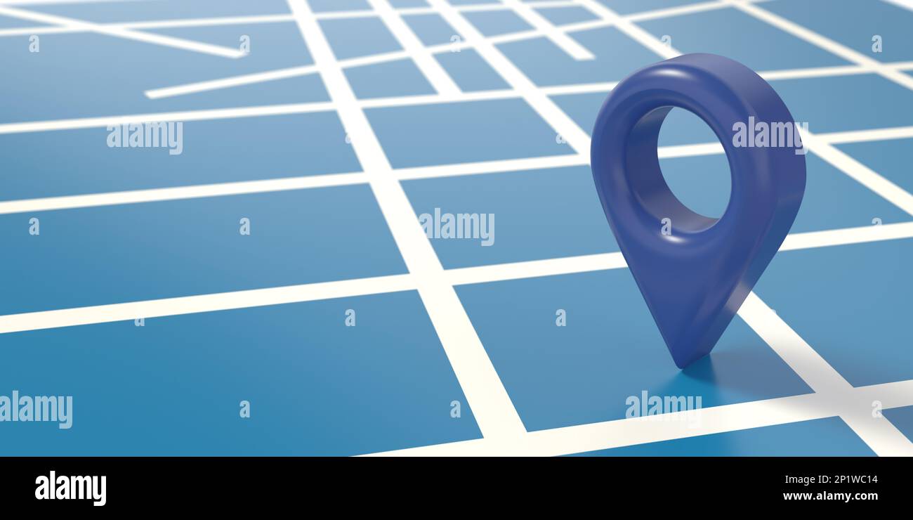 Blue Pin Pointer Icon On Map Background Copy Space Navigation Finder