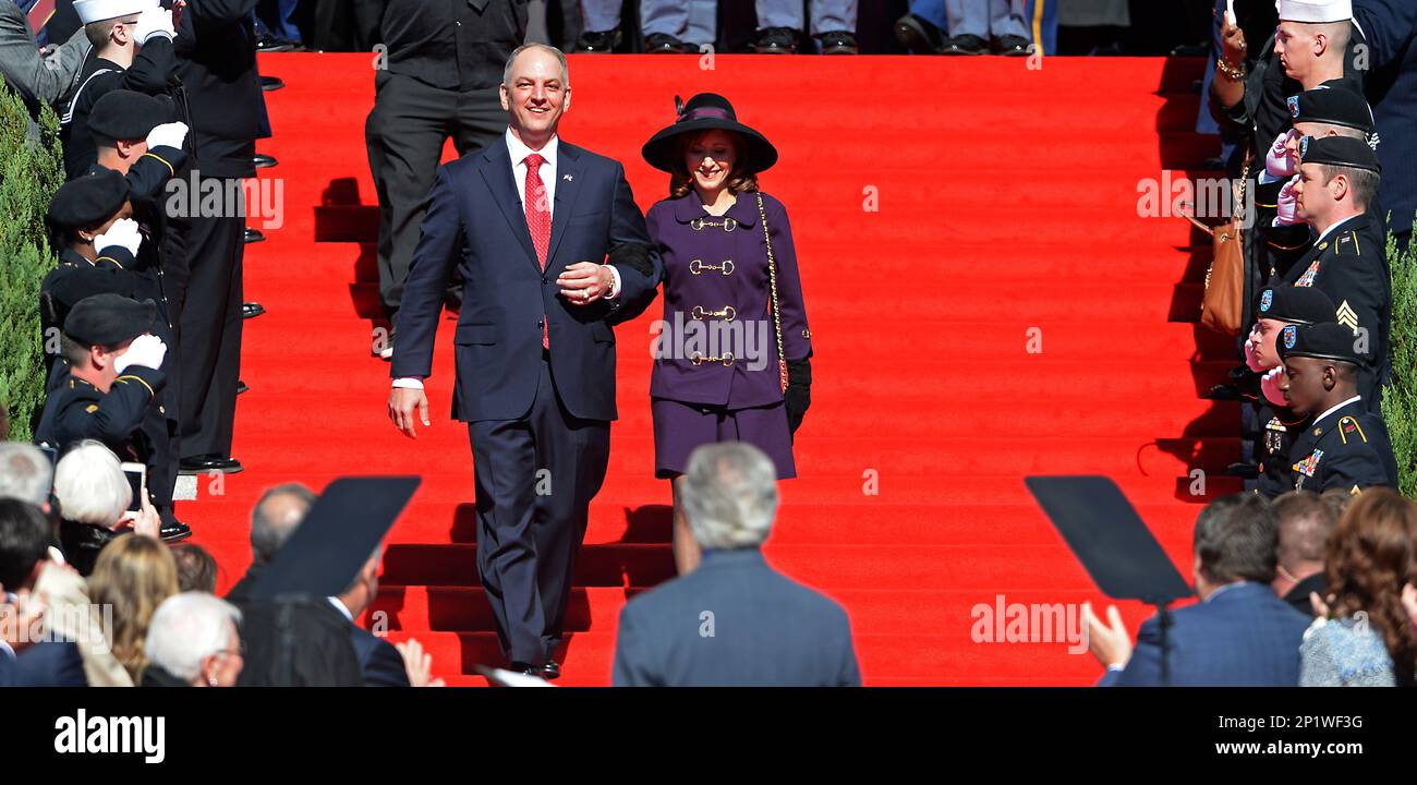 Governor-elect John Bel Edwards and his wife Donna descend the Capitol ...