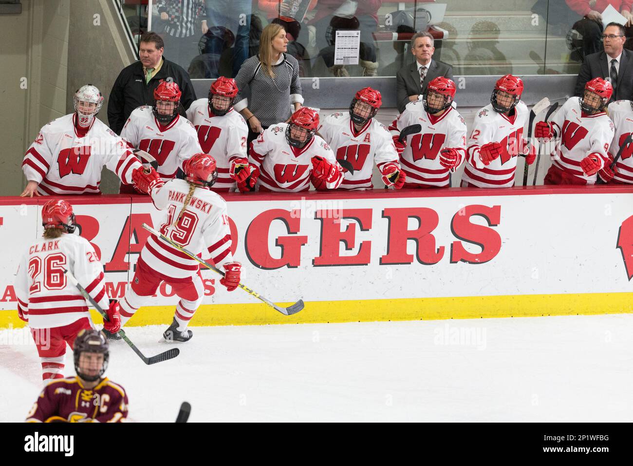 Wisconsin Badgers Annie Pankowski (19) celebrates a goal with her ...
