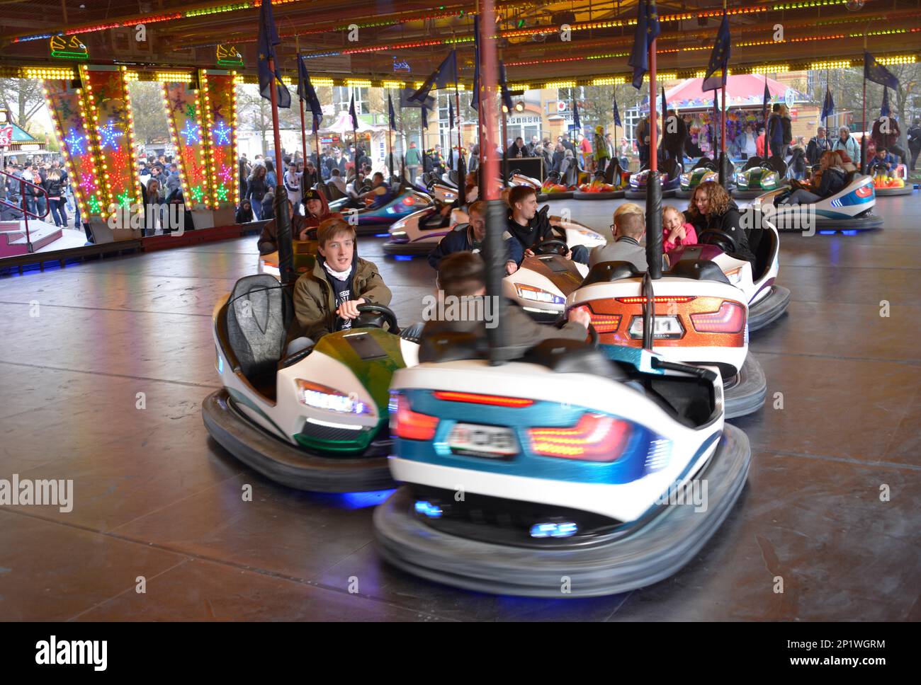 Bumper cars, funfair, tree blossom festival, Werder, Havel, Brandenburg ...
