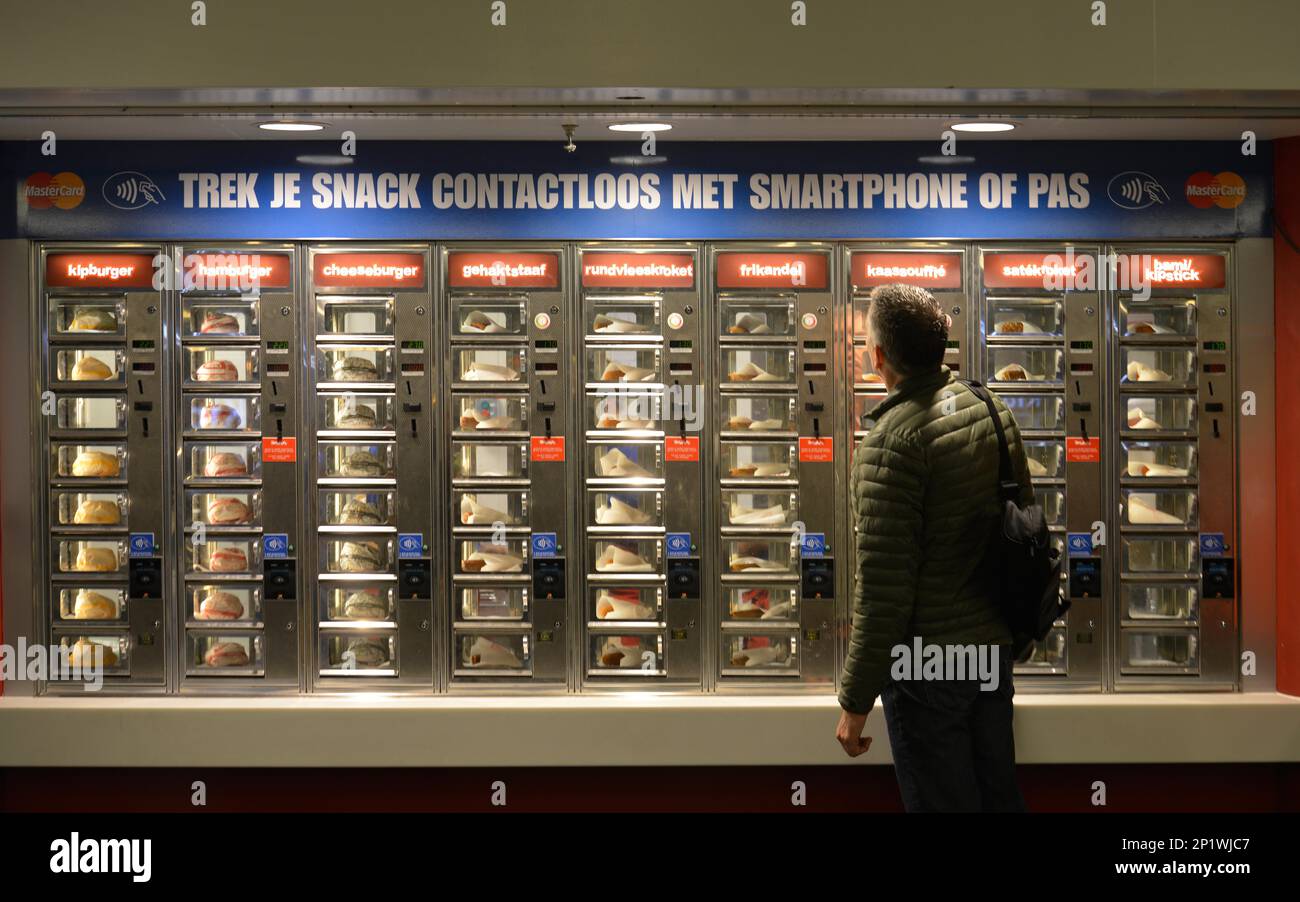 Food vending machines, Amsterdam, Netherlands Stock Photo - Alamy