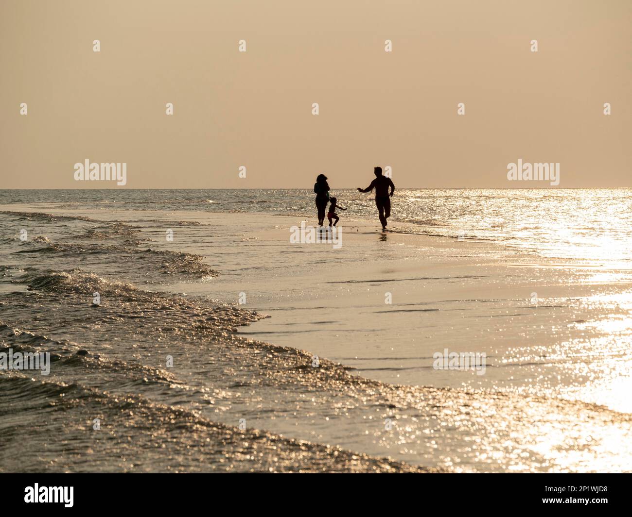 Holiday island in the Maldives, With People athe the beach at sunset ...