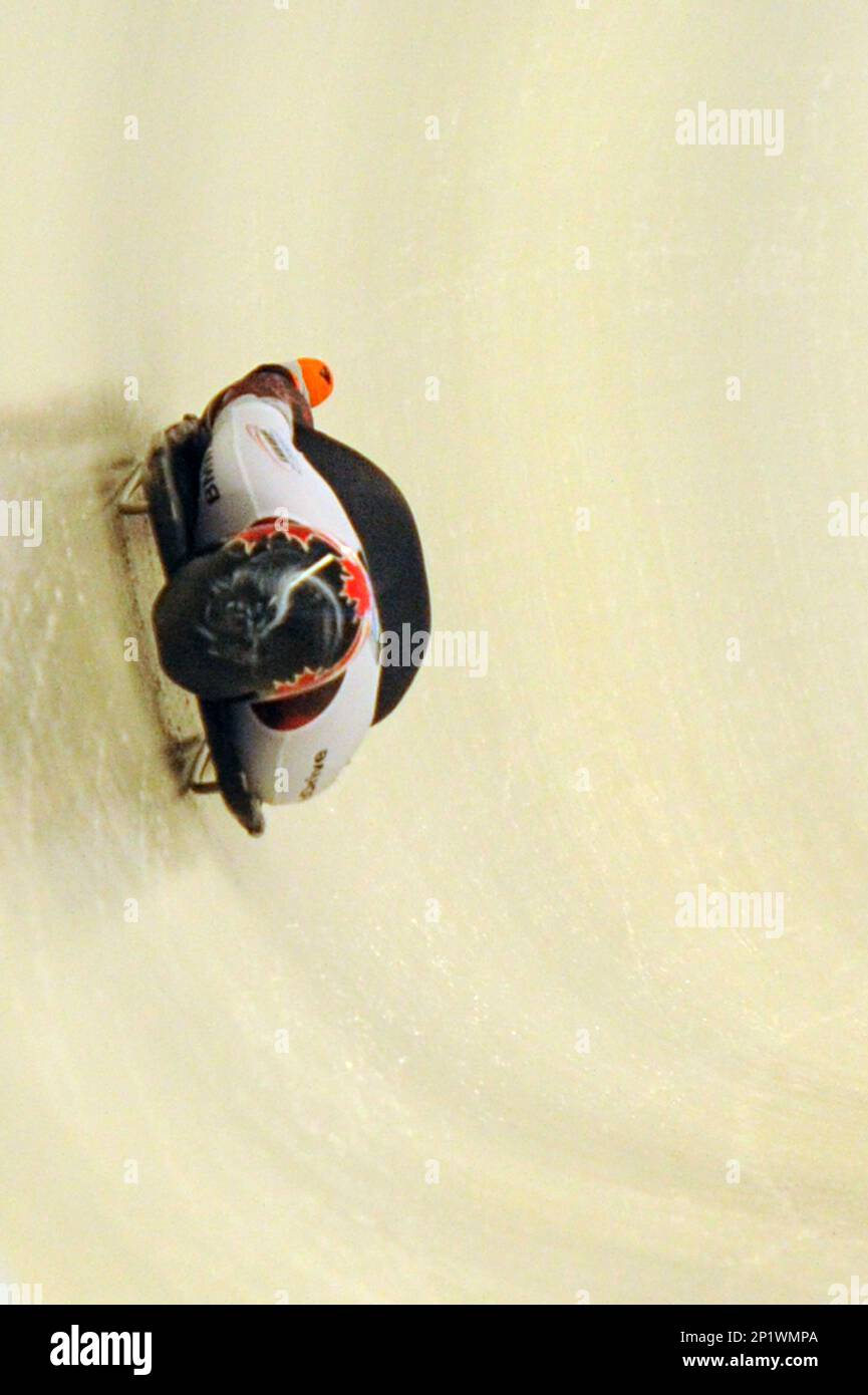 08 January 2016: Canada's Jane Channell slides on the track at the ...