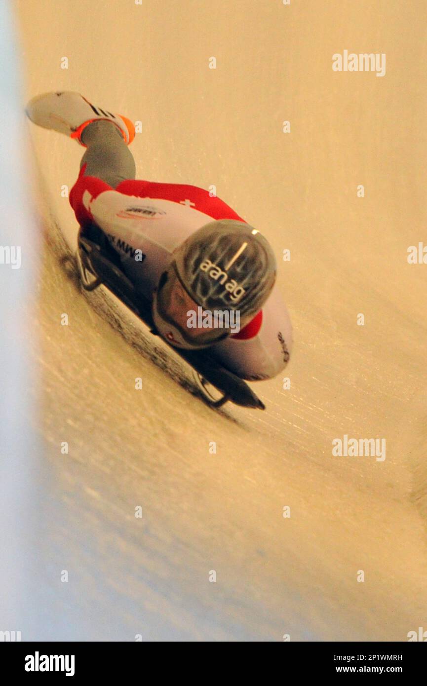 08 January 2016: Switzerland's Marina Gilardoni slides on the track at ...
