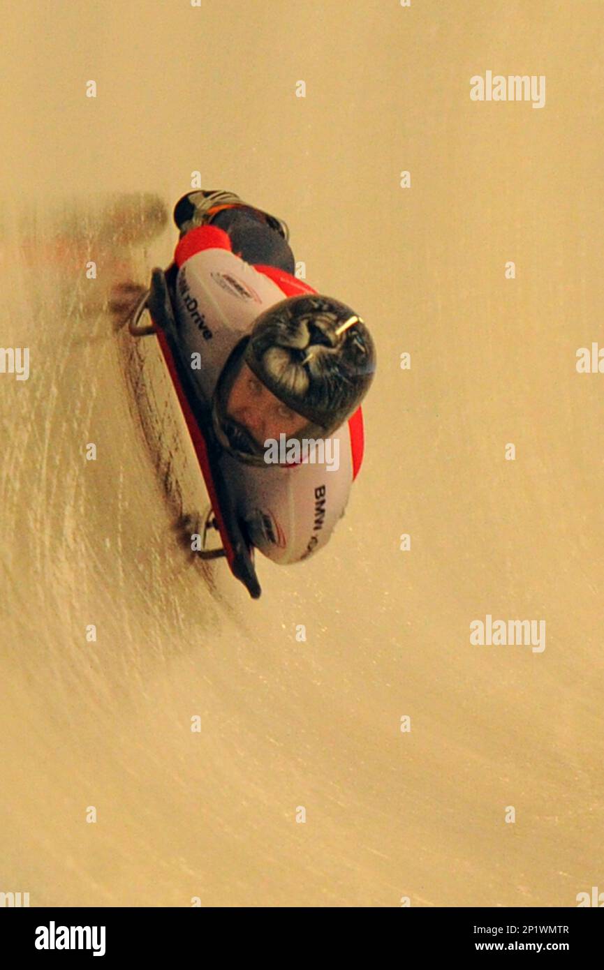 08 January 2016: Switzerland's Micaela Widmer slides on the track at ...