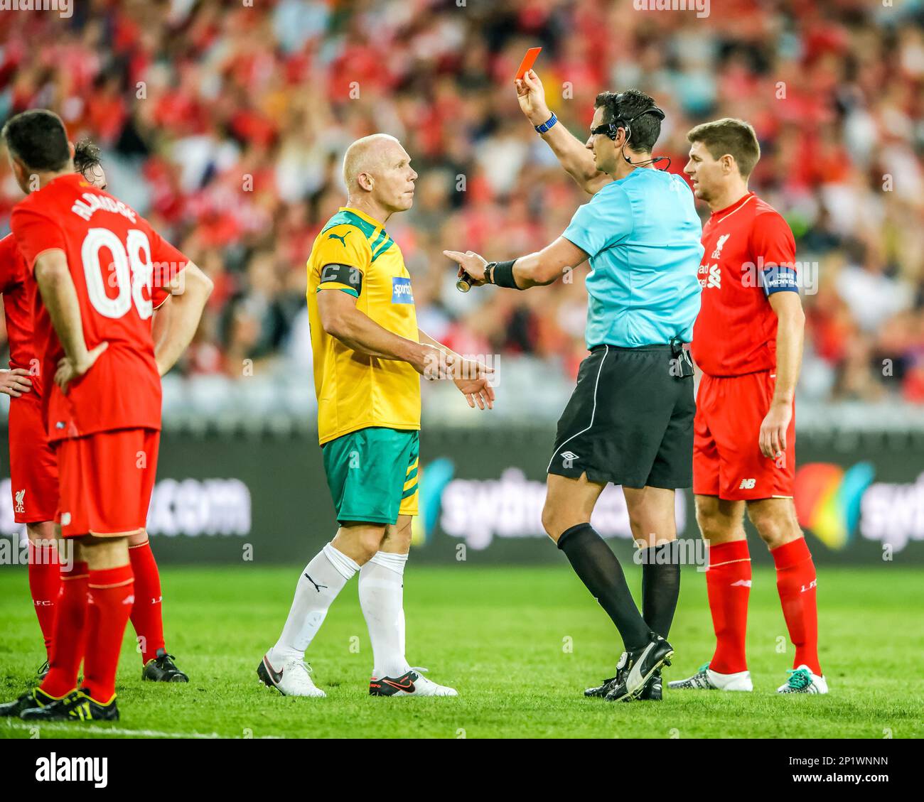January 07, 2016: Robbie Slate receives a red card during second half ...