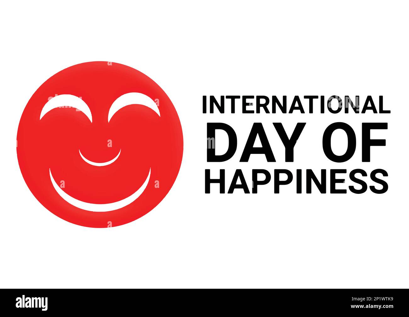International Day of Happiness. Red Happy Face Icon Isolated on White ...