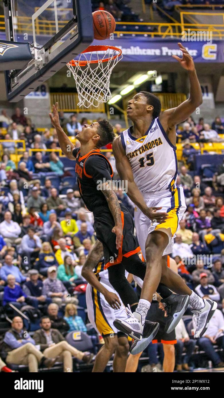 05 JAN. 2016: Chattanooga Mocs forward Tre' McLean (23) tries to block ...