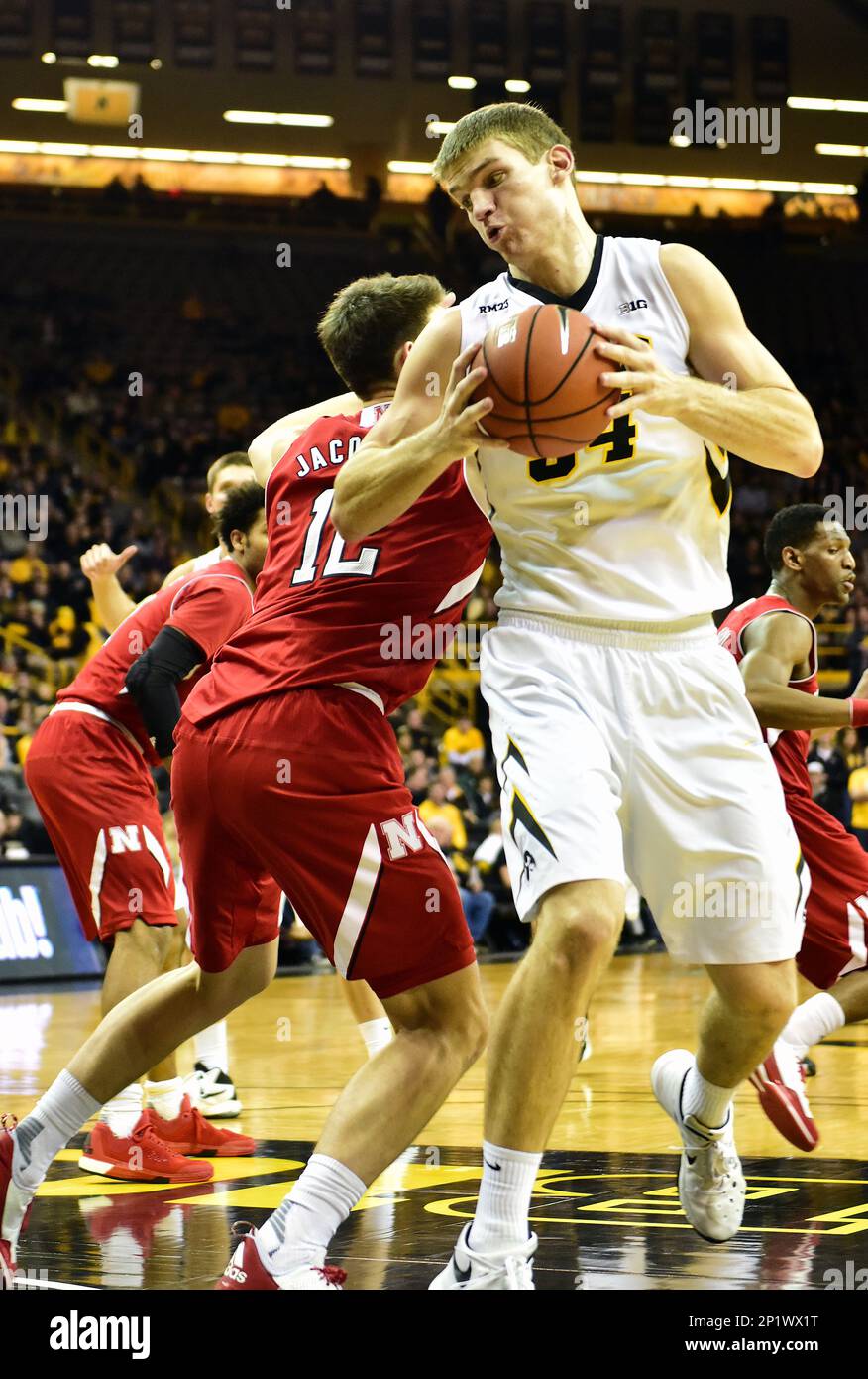 05 January, 2016: Nebraska forward Michael Jacobson (12) fouls Iowa ...