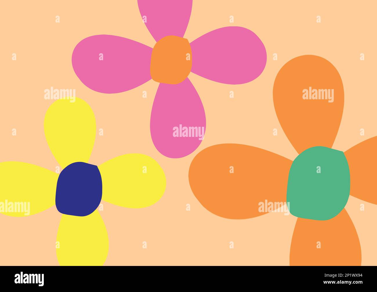 Colorful flowers seamless pattern. Vector illustration in flat cartoon ...