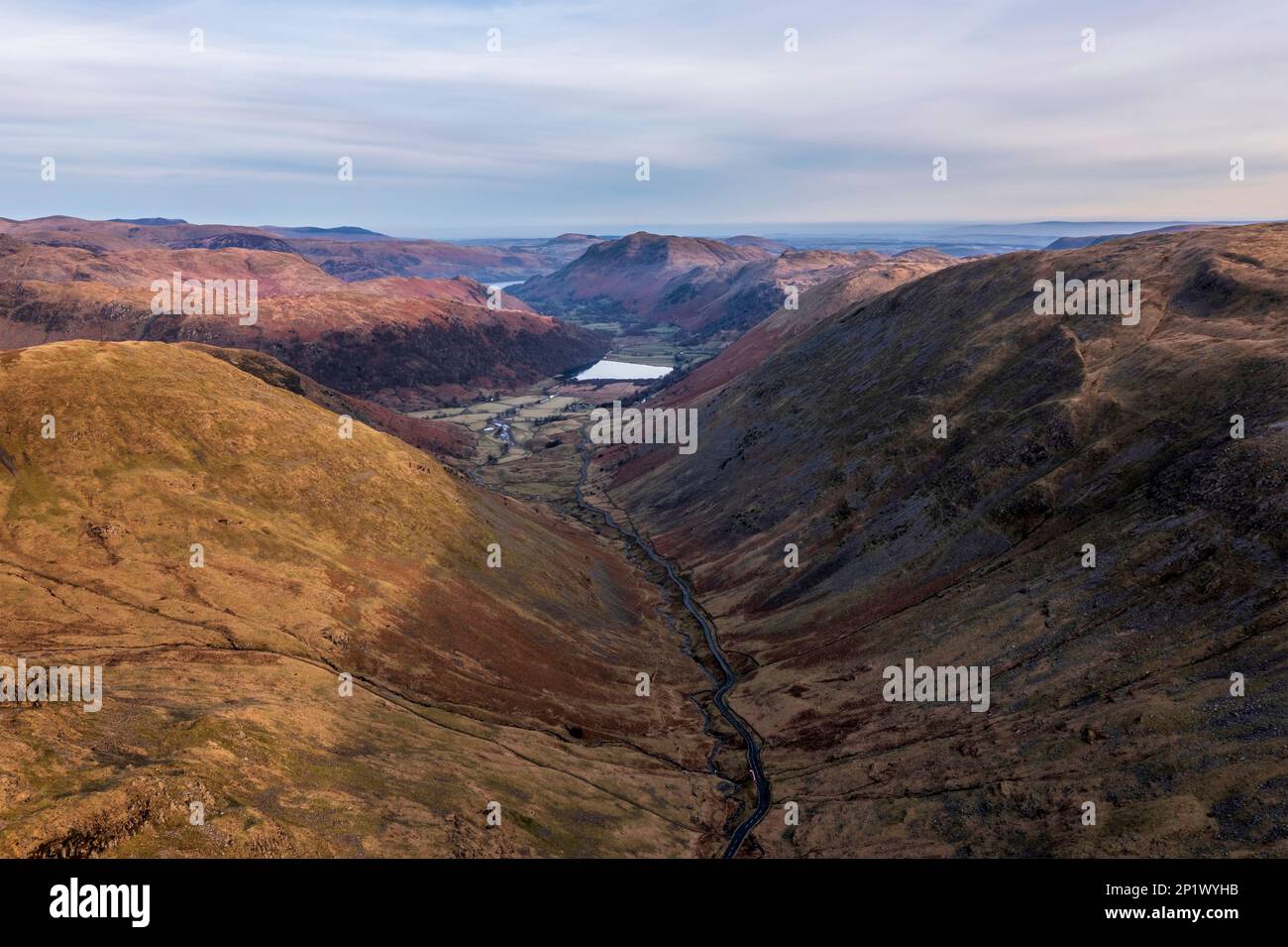 Aerial drone landscape image of sunrise Winter view from Red Screes in ...