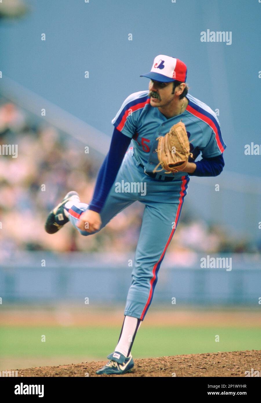 Montreal Expos Steve Rogers (45) in action during a game from his 1983 ...