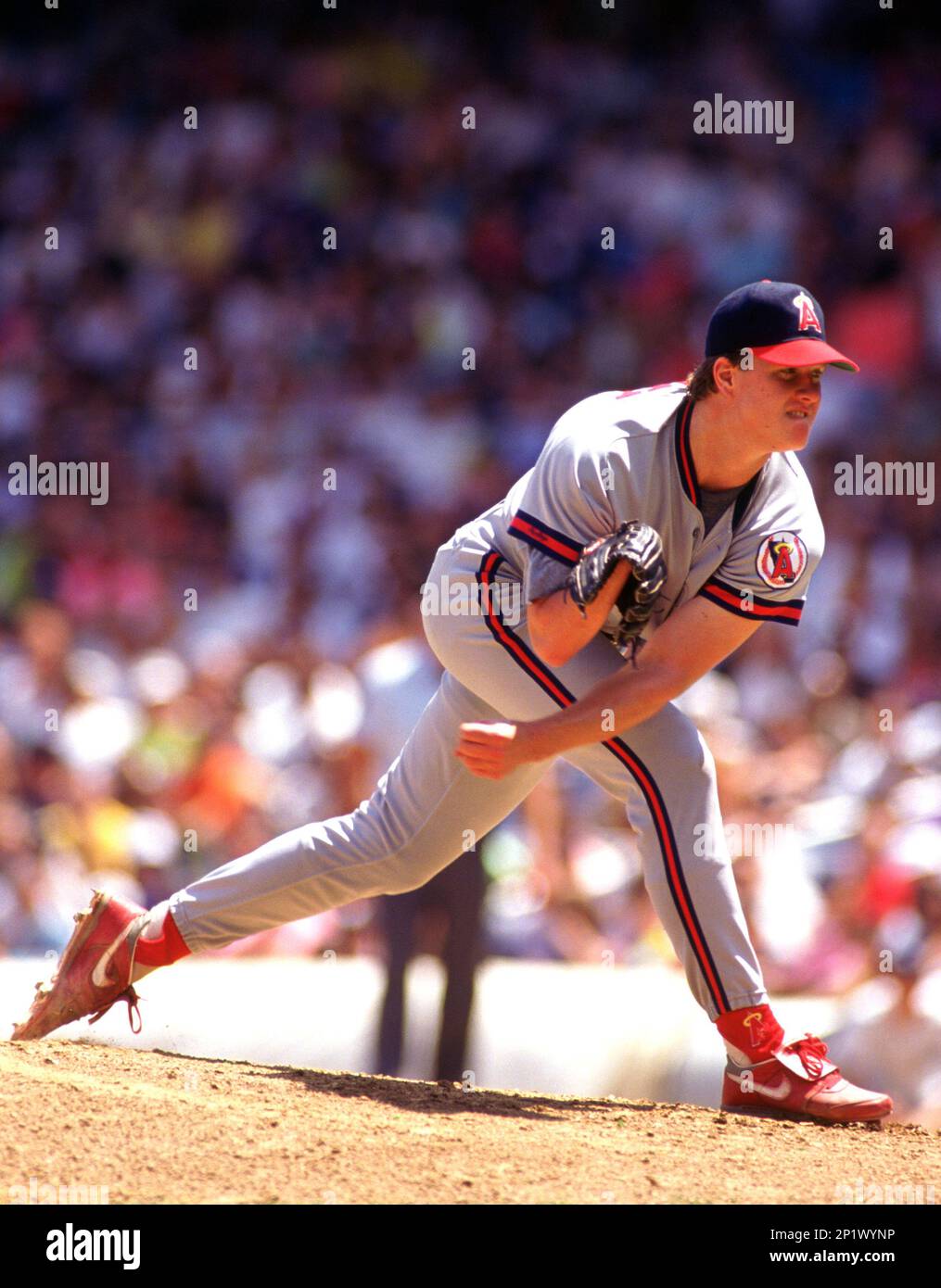 California Angels Jim Abott (25) during a game from his 1991 season ...