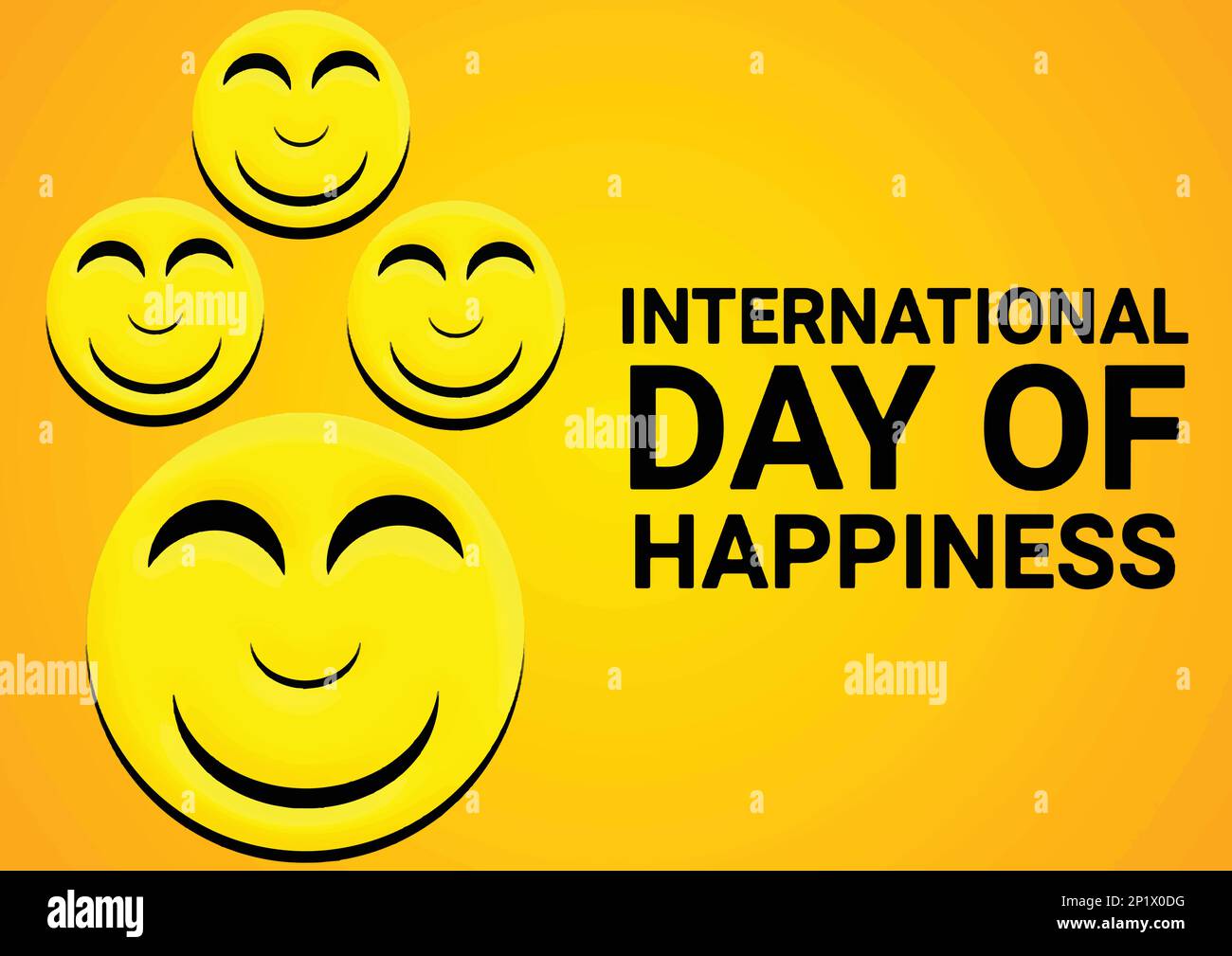 International Day Of Happiness text with smiley face on yellow ...