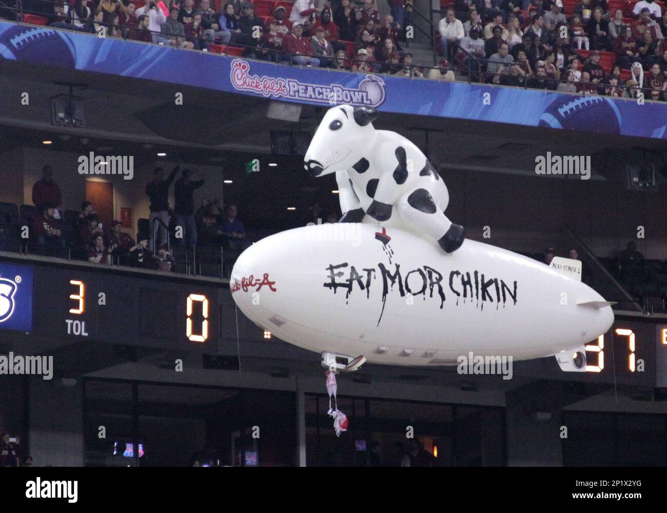 December 31, 2015: The Chick-fil-A remote-controlled blimp flies around ...