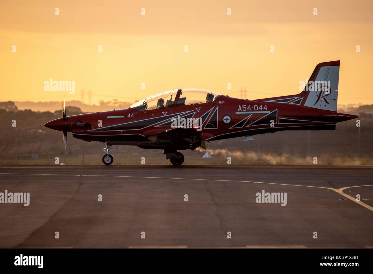 The Pilatus PC-21 of the RAAF Roullettes aerobatic display team at the ...