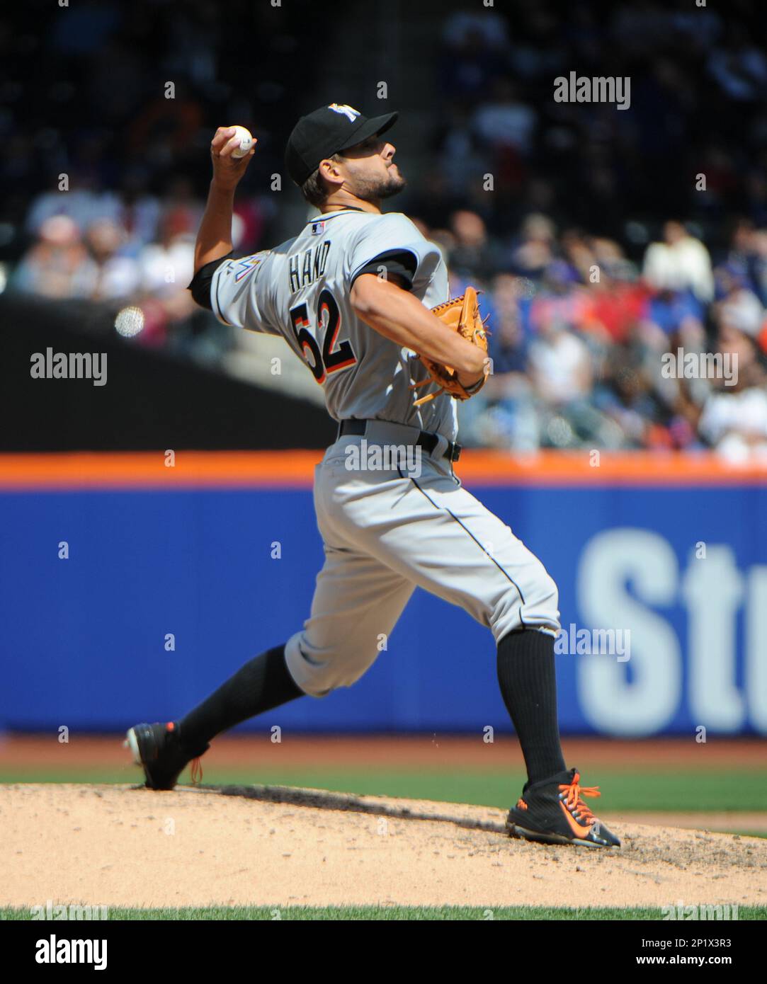 Miami Marlins pitcher Brad Hand (52) during game against the New York ...