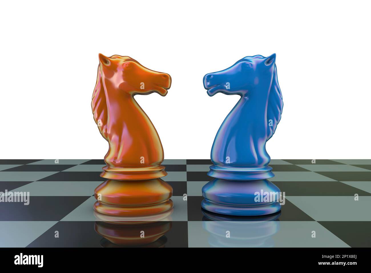 Knights on chess board, illustration Stock Photo - Alamy