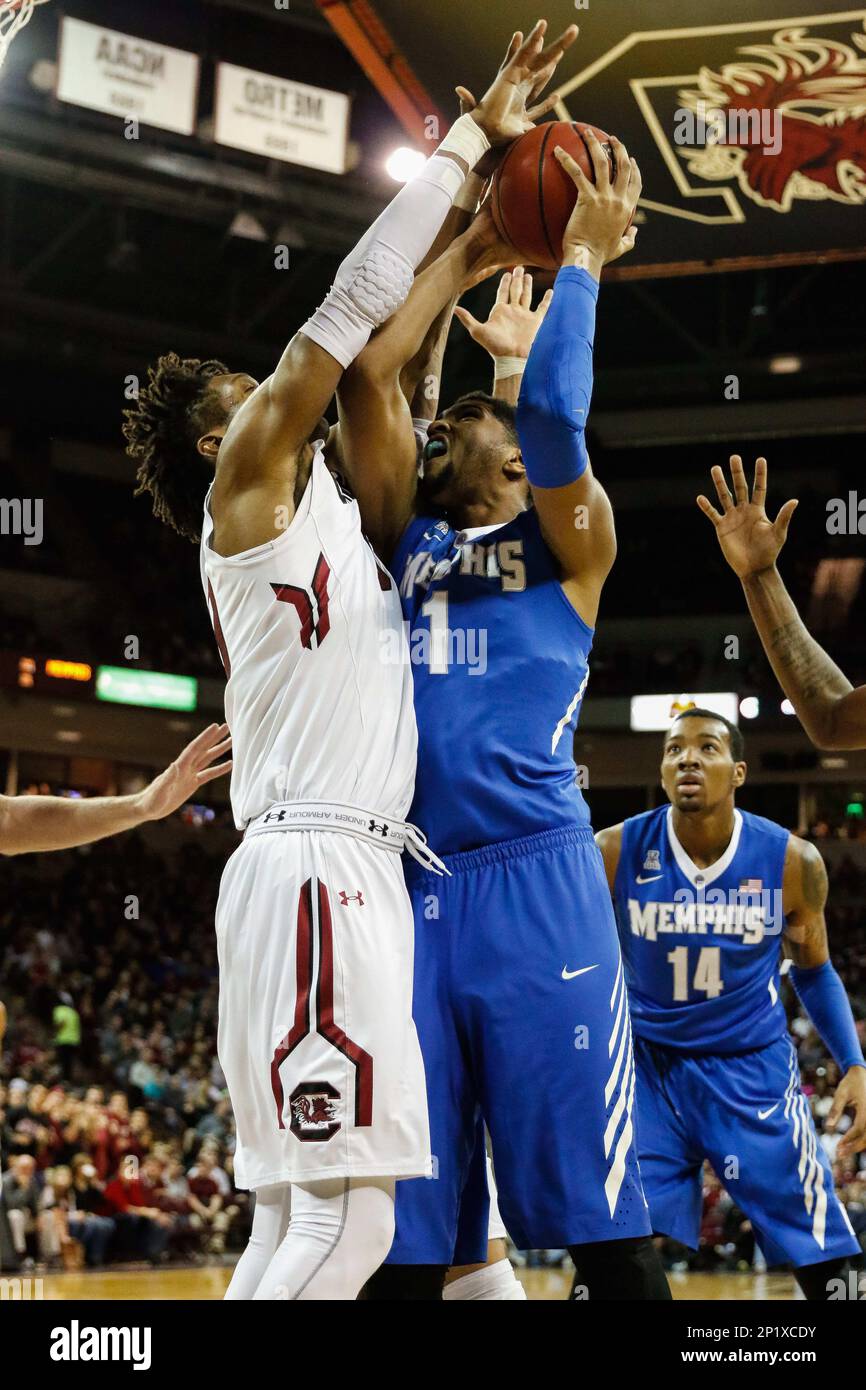 January 2, 2016: Dedric Lawson (1) of the Memphis Tigers goes for the ...