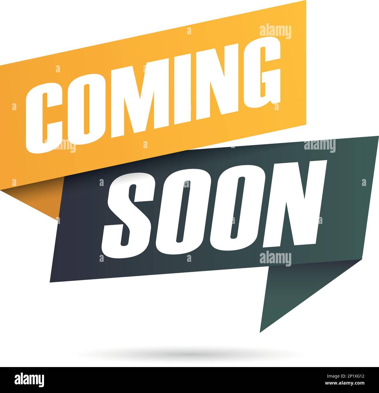 Coming soon banner icon in flat style. Promotion label vector ...