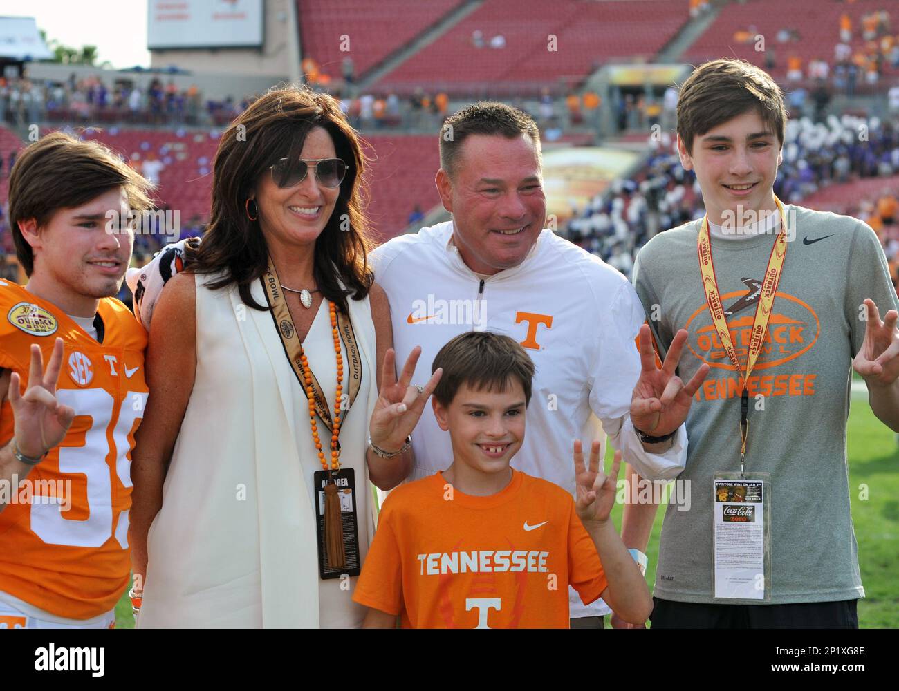 Tennessee Volunteers coach Butch Jones poses with his family after play ...