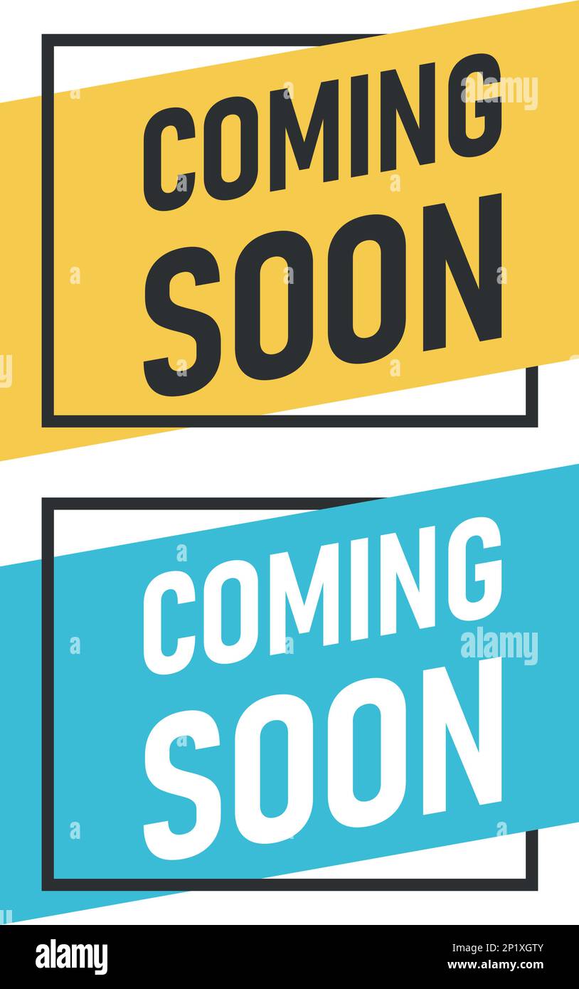 Coming soon banner icon in flat style. Promotion label vector ...