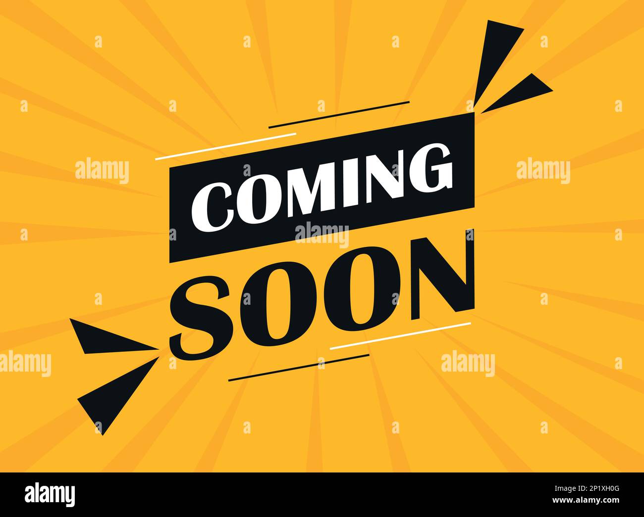 Coming soon banner icon in flat style. Promotion label vector ...